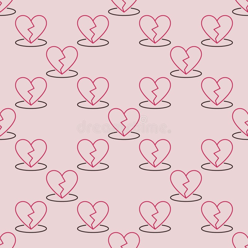 Heartbreak Icon Vector Sad Ending Seamless Pattern in Line Style Stock ...