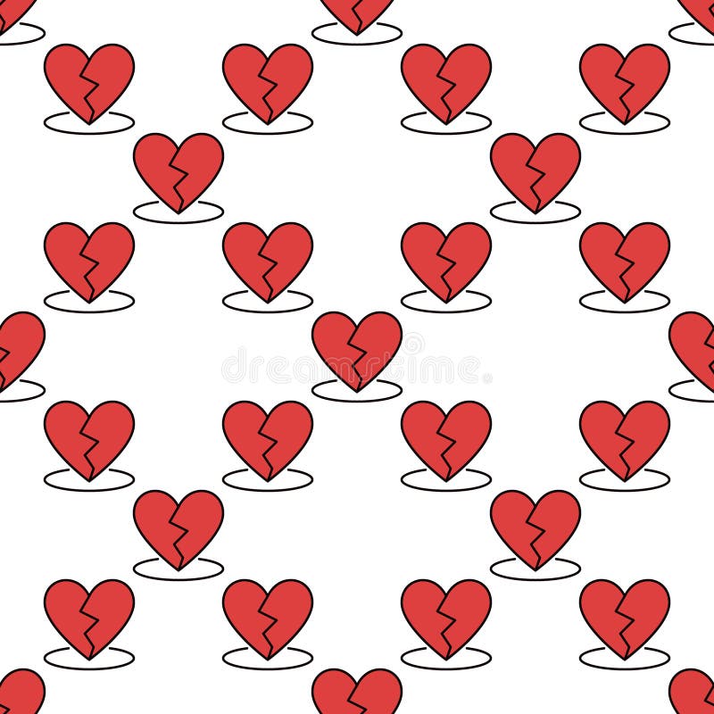 Heartbreak Sad Ending Vector Red Modern Seamless Pattern Stock Vector ...