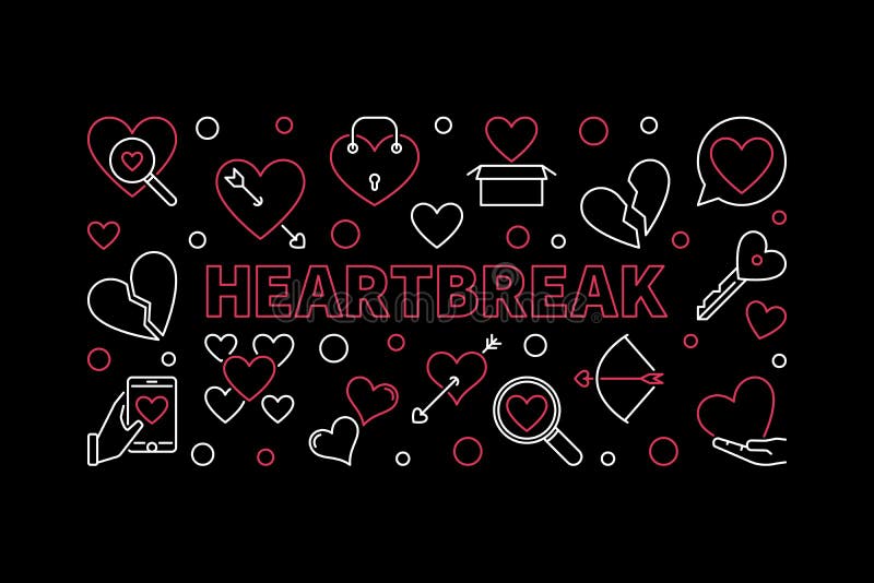 Heartbreak Vector Concept Dark Outline Seamless Pattern Stock Vector ...