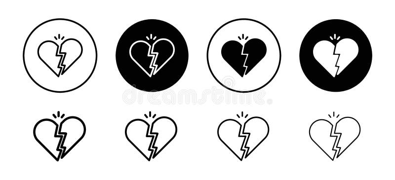 Heartbreak Vector Icon Set Collection. Heartbreak Outline Flat Icon ...