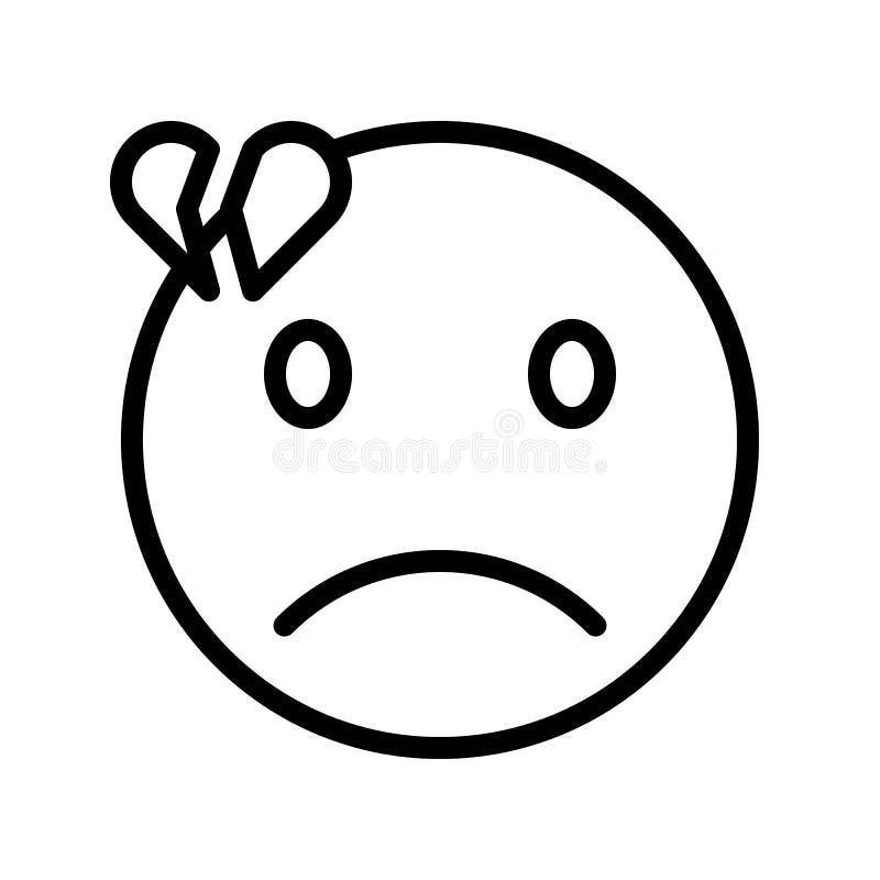 Heartbroken Face Vector Illustration, Line Style Icon Editable Outline ...