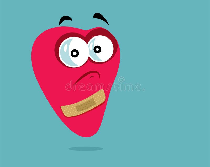 Wounded Heart Covered with a Patch Vector Cartoon Stock Vector ...