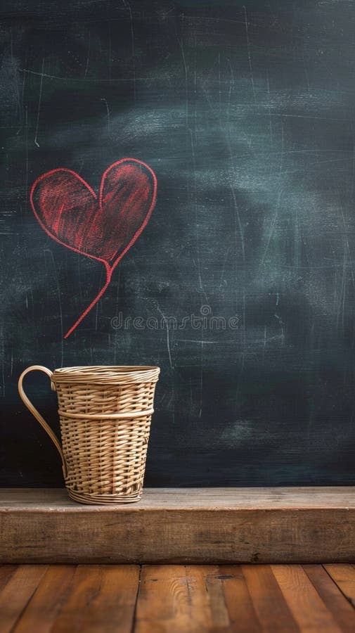 Heartfelt Brew Kettle and Heart Shape on Charming Blackboard Setting ...