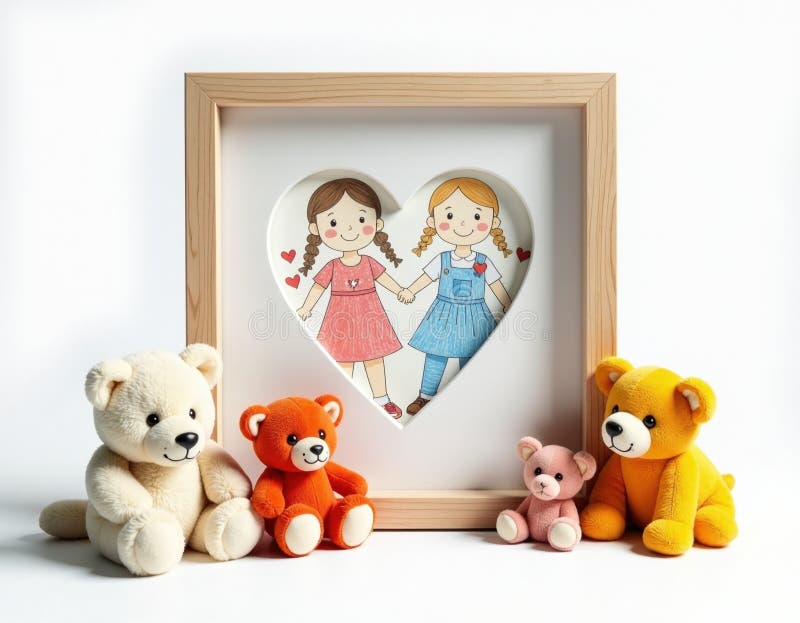 Heartfelt Friendship a Picture Frame with Teddy Bears Stock ...