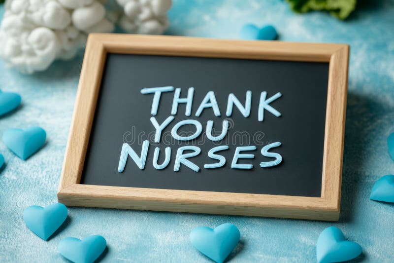 Heartfelt Gratitude Display for Nurses with Blue Hearts and Text on ...
