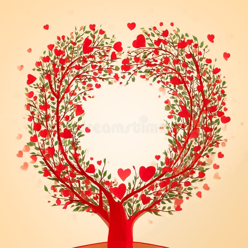 Heartfelt Growth a Tree Frame of Love and Connection Stock Illustration ...