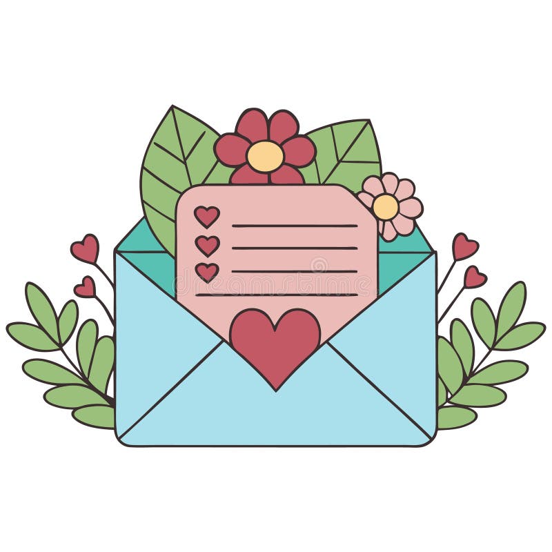 Heartfelt Love Letter Illustration with Floral and Envelope Elements in ...