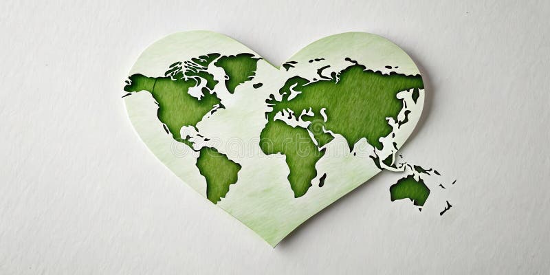 A Heartfelt Paper Cutout of the World Map, Symbolizing Global Unity and ...