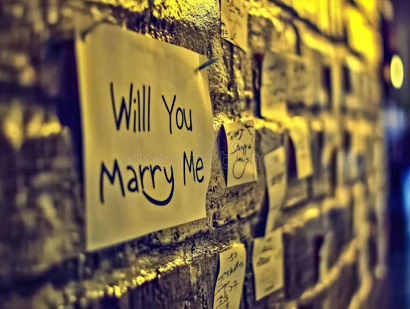 A Heartfelt Proposal Note on a Brick Wall in an Intimate Setting during ...