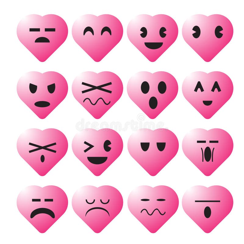 Hearth Emotion Icons for Love or Valentine Concept Stock Vector ...