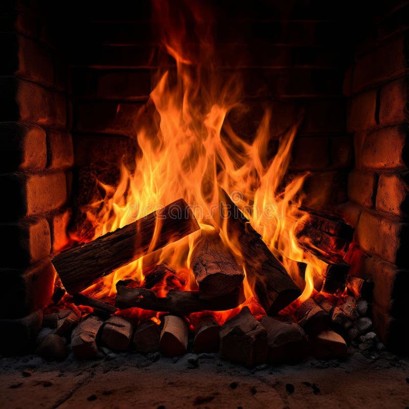 Hearth Fire a Fire Burning in a Hearth or Fireplace Providing B Stock ...