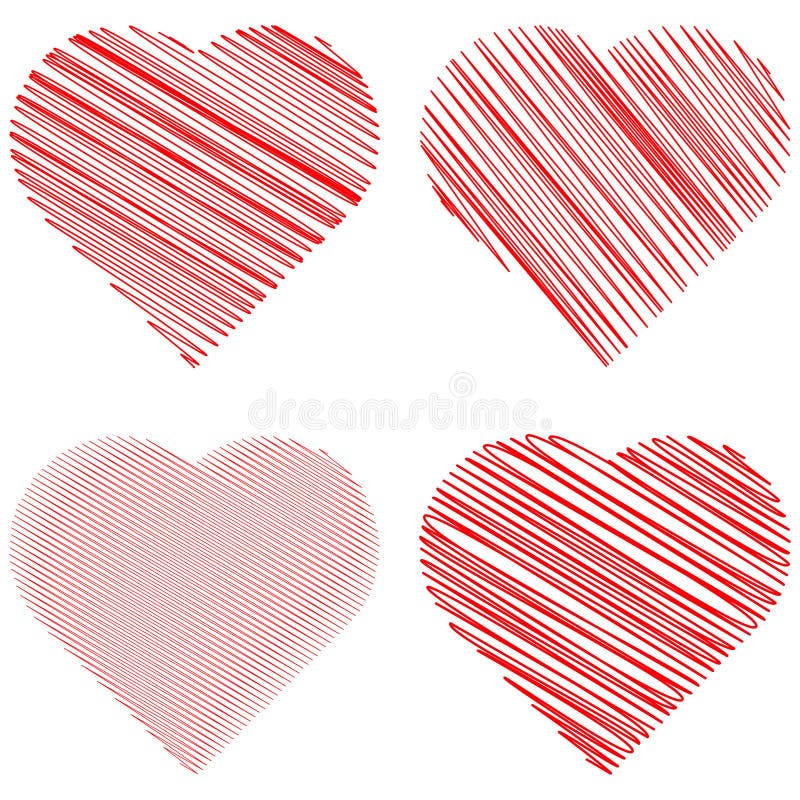 Hearth Shape with Scribble, Doodle Style Stock Vector - Illustration of ...