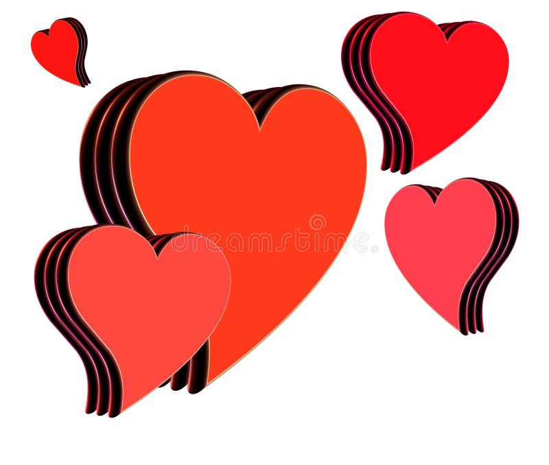 Calligraphy Valentine Hearts Clip Art Stock Illustration - Illustration ...