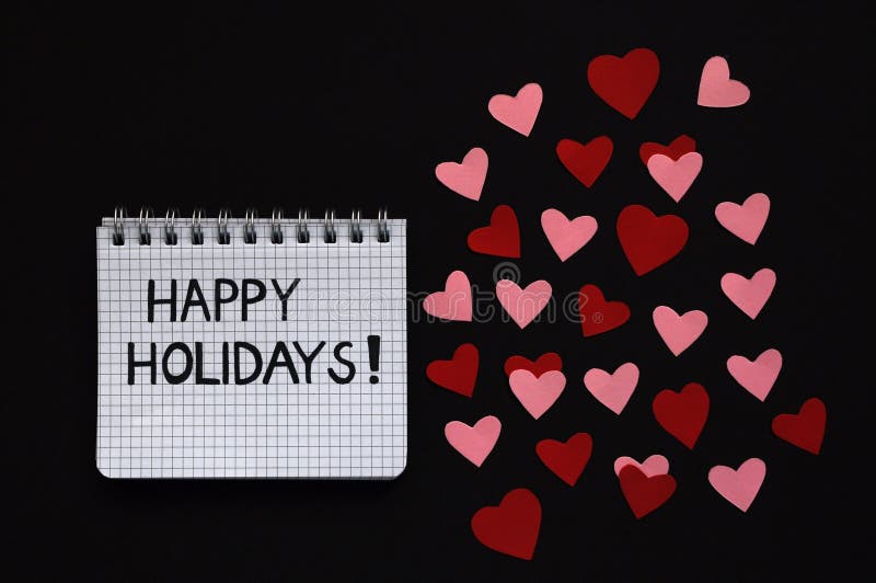 Happy Holidays Write Next To Hearts Stock Photo - Image of text, organ ...