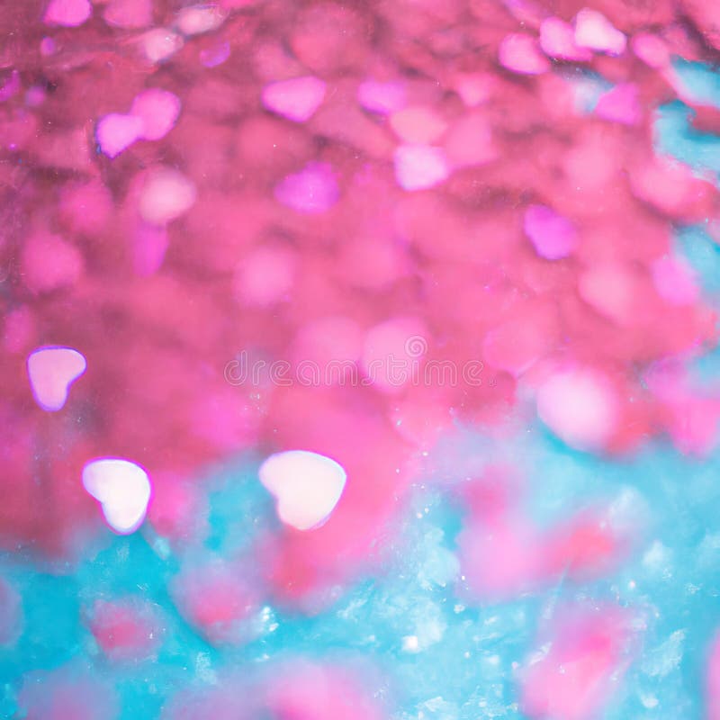 Hearts Background with Abstract Out of Focus Small Hearts Pink and Blue ...