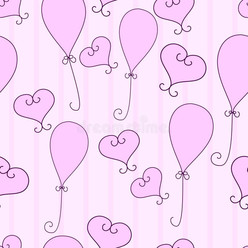 Watercolor Pink, Purple and Blue Air Ballons Seamless Pattern Stock ...