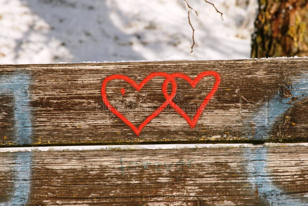Hearts on the bench stock image. Image of symbol, affectionate - 3902483