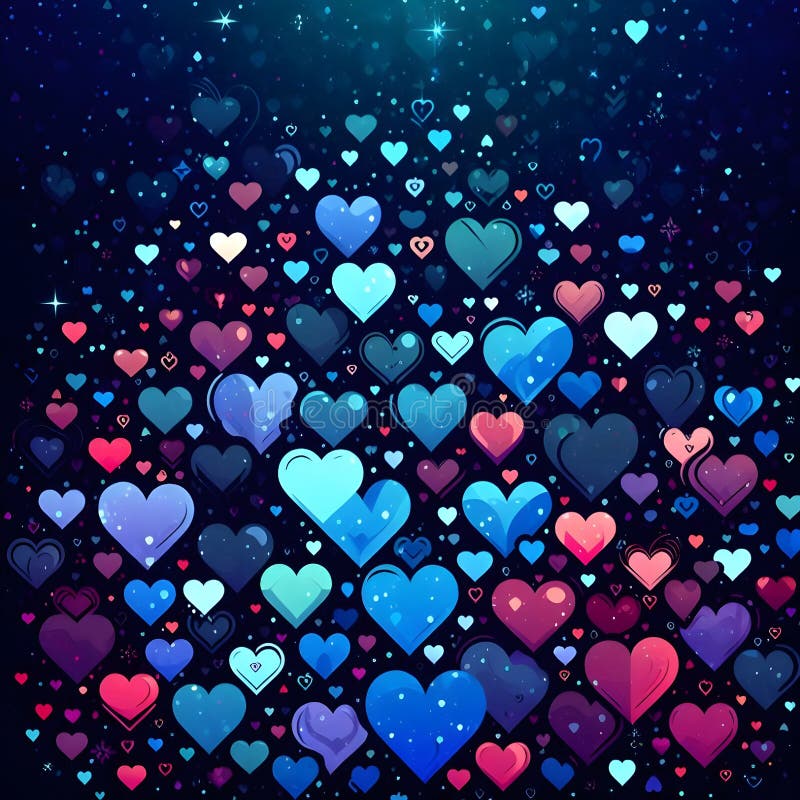 Hearts on Black Background. Stock Illustration - Illustration of ...