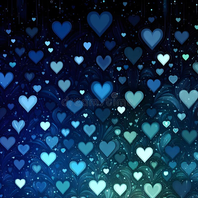 Hearts on Black Background. Stock Illustration - Illustration of ...