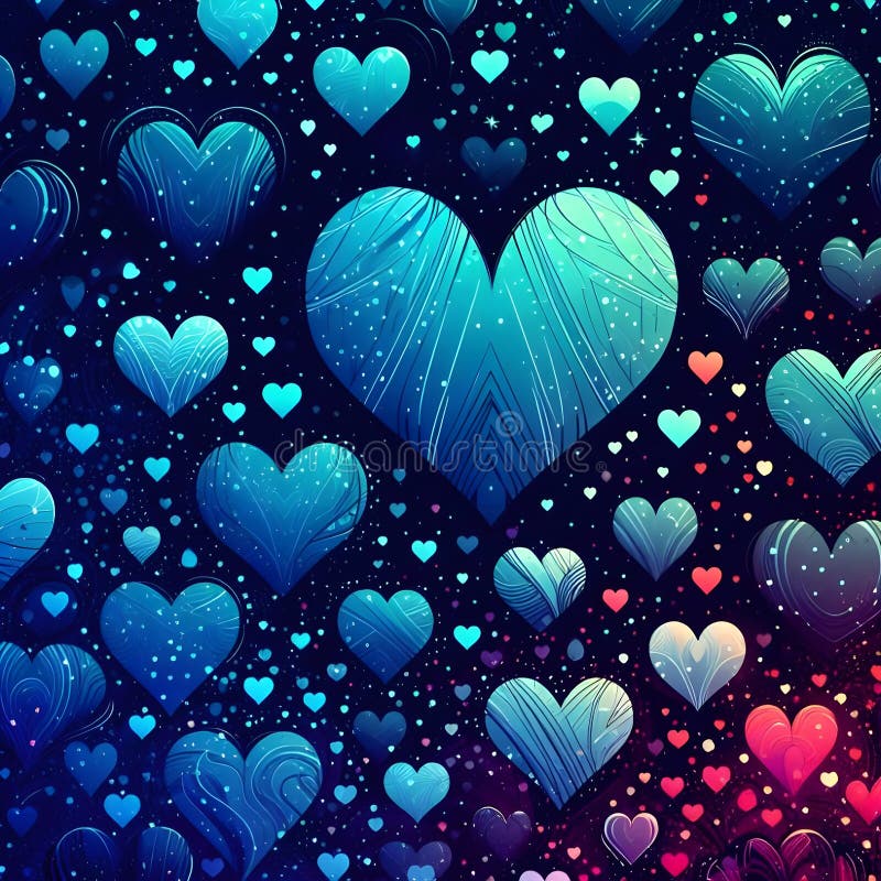 Hearts on Black Background. Stock Illustration - Illustration of ...