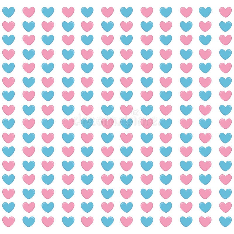 Hearts Blue and Pink Pattern Background Stock Vector - Illustration of ...