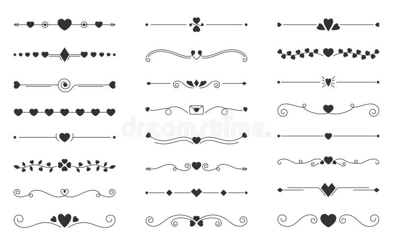 Hearts Border Divider Black Silhouette Line Set Stock Vector ... Hearts Border Divider Black Silhouette Line Set Stock Vector ...