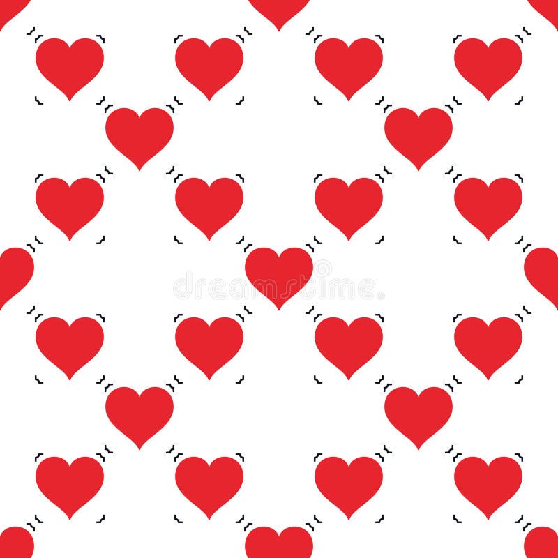Hearts Card Suit Vector Simple Red Solid Seamless Pattern or Background ...