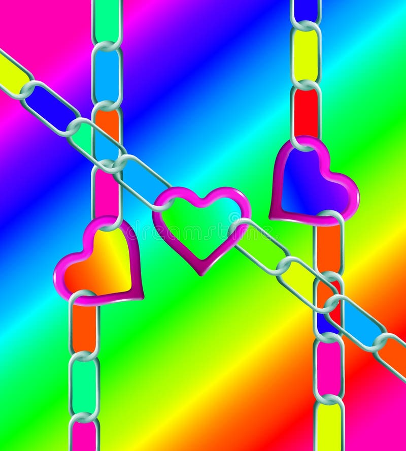 Hearts and Chains are Pictured in a Background Image Stock Illustration ...