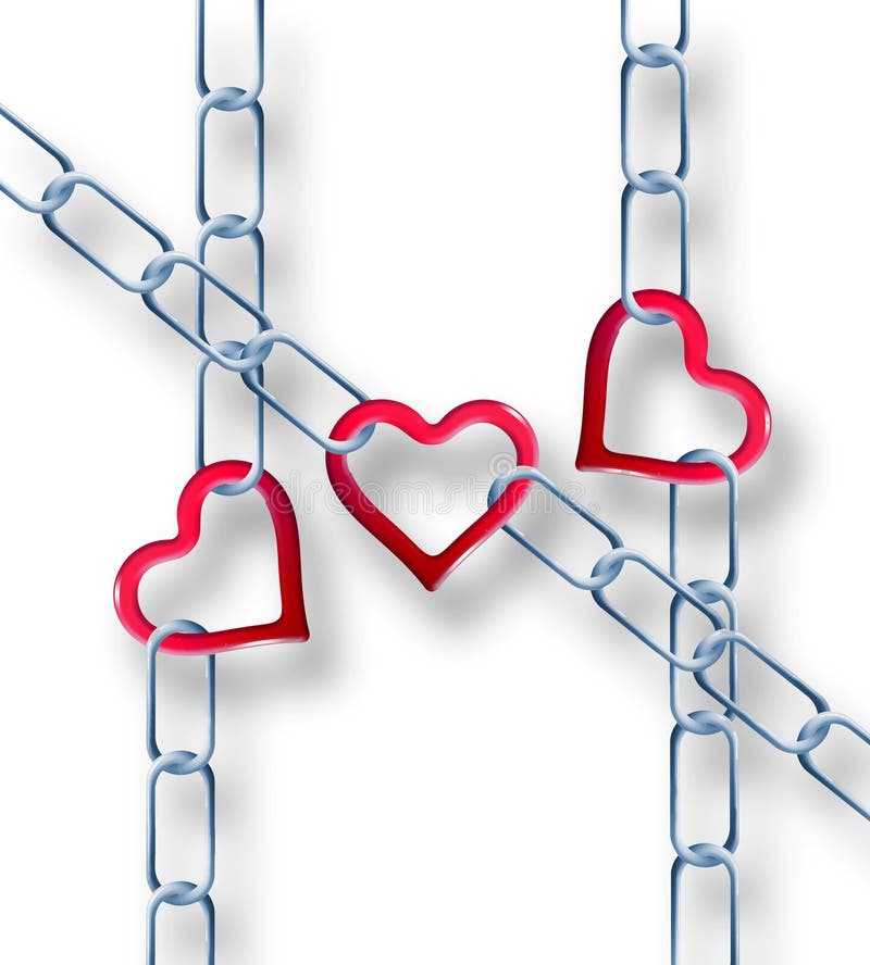 Hearts and Chains are Pictured in a Background Image Stock Illustration ...
