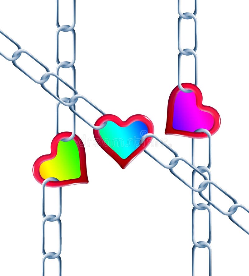 Hearts and Chains are Pictured in a Background Image Stock Illustration ...