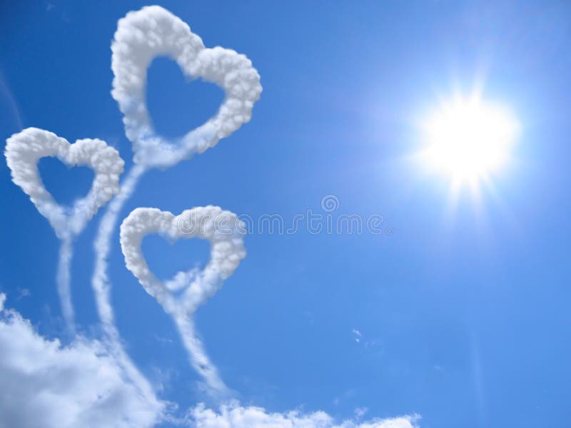 Heart and Sun Rays. Clouds Concept Stock Photo - Image of decoration ...