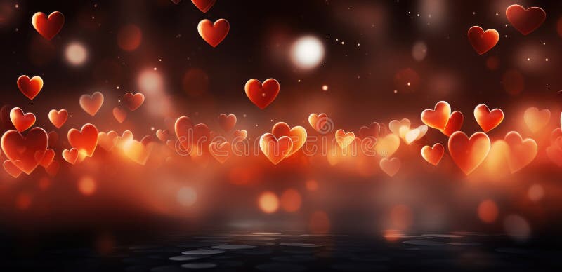 Hearts Falling Over a Dark Colored Background Stock Illustration ...