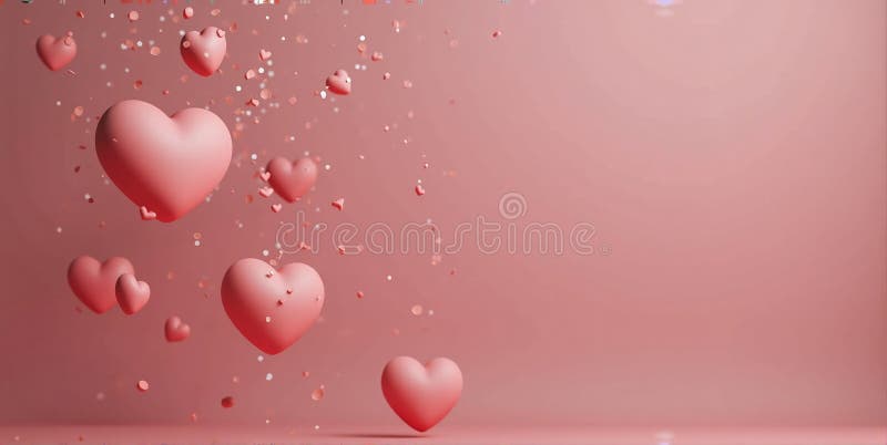 Hearts Float through the Air, Dancing Joyfully on the Breeze, Spreading ...