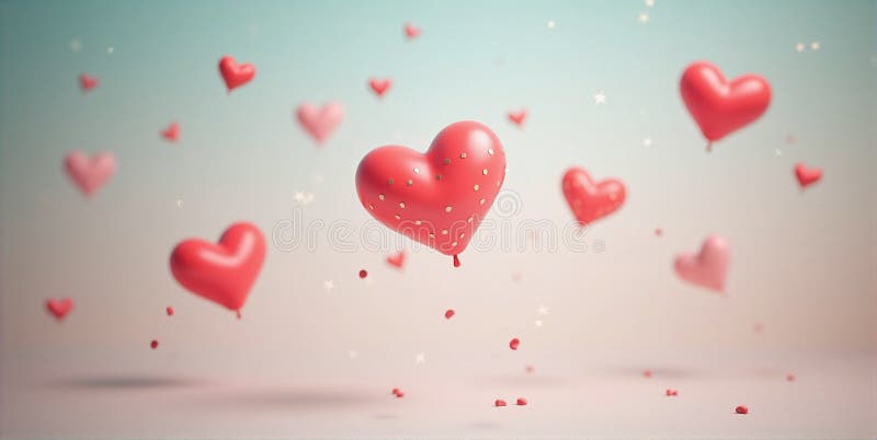 Hearts Float through the Air, Dancing Joyfully on the Breeze, Spreading ...