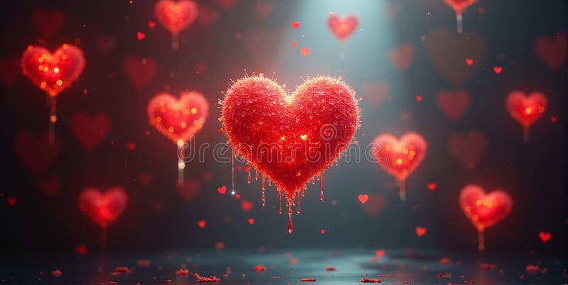 Hearts Float through the Air, Dancing Joyfully on the Breeze, Spreading ...