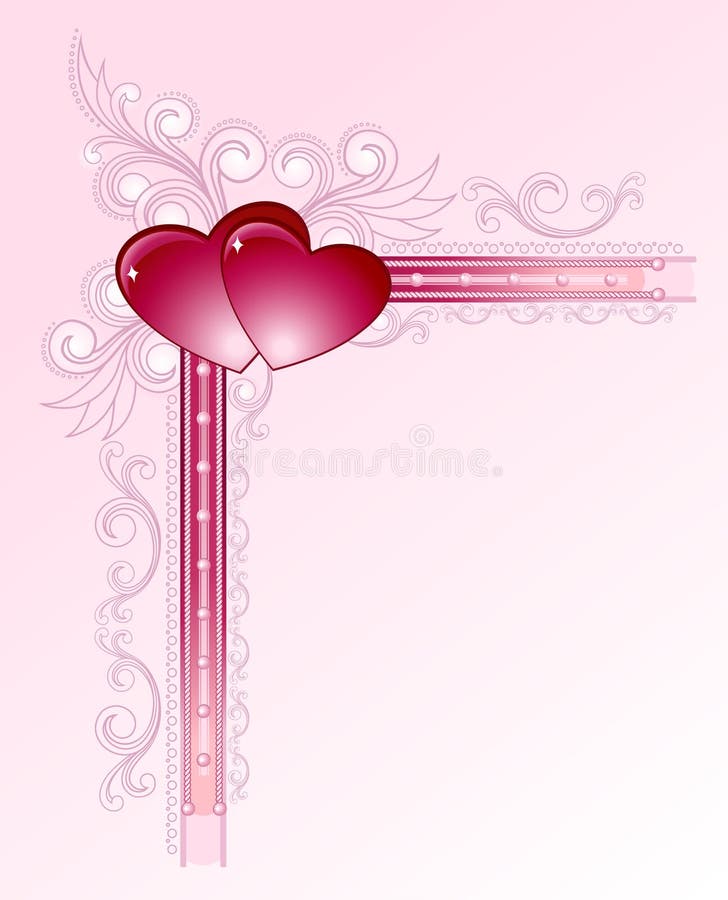 Hearts on Floral Corner Frame Stock Illustration - Illustration of ...
