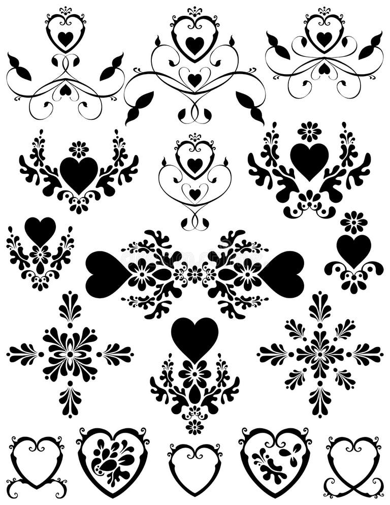 Scroll Heart Ornaments Stock Illustrations – 999 Scroll Heart Ornaments ...