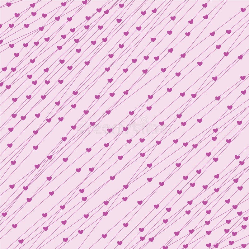 Hand Drawn Straight Lines. Abstract Texture with Hearts. St Valentine ...
