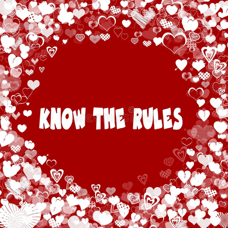 Hearts Frame with KNOW the RULES Text on Red Background. Stock ...