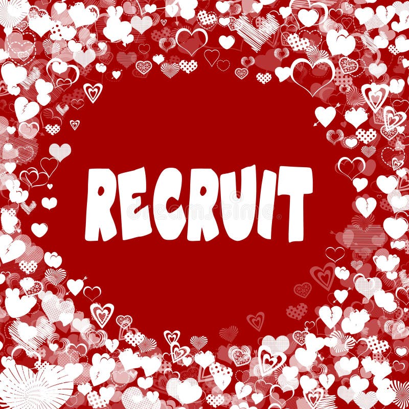 Hearts Frame with RECRUIT Text on Red Background. Stock Illustration ...