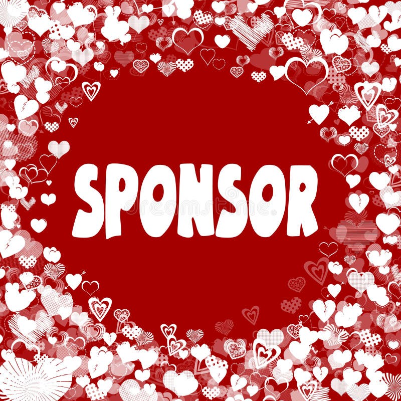 Hearts Frame with SPONSOR Text on Red Background. Stock Illustration ...