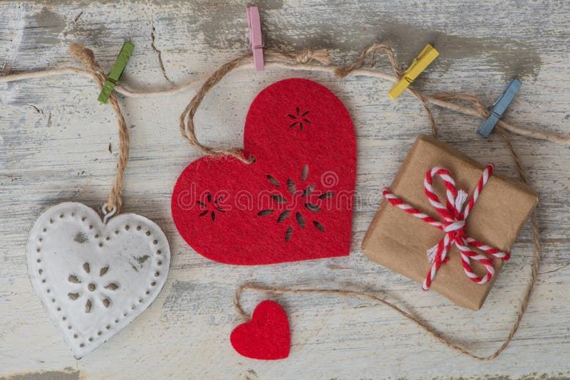 Hearts on string. stock image. Image of craft, clothesline - 83842067