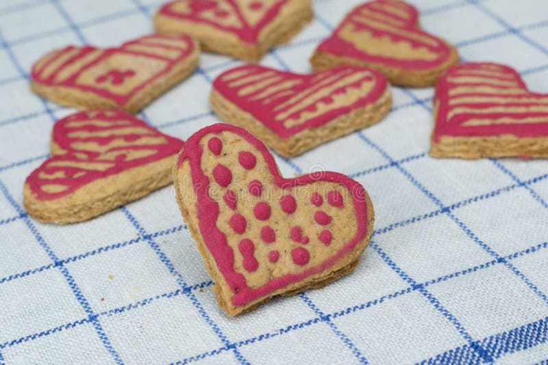 Hearts Gingerbread Home Made Cookie Stock Photo - Image of children ...