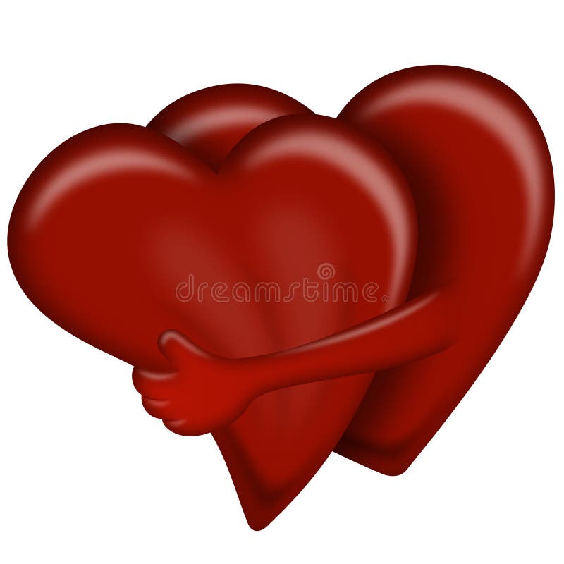Hearts Hugging stock illustration. Illustration of draw - 7735218