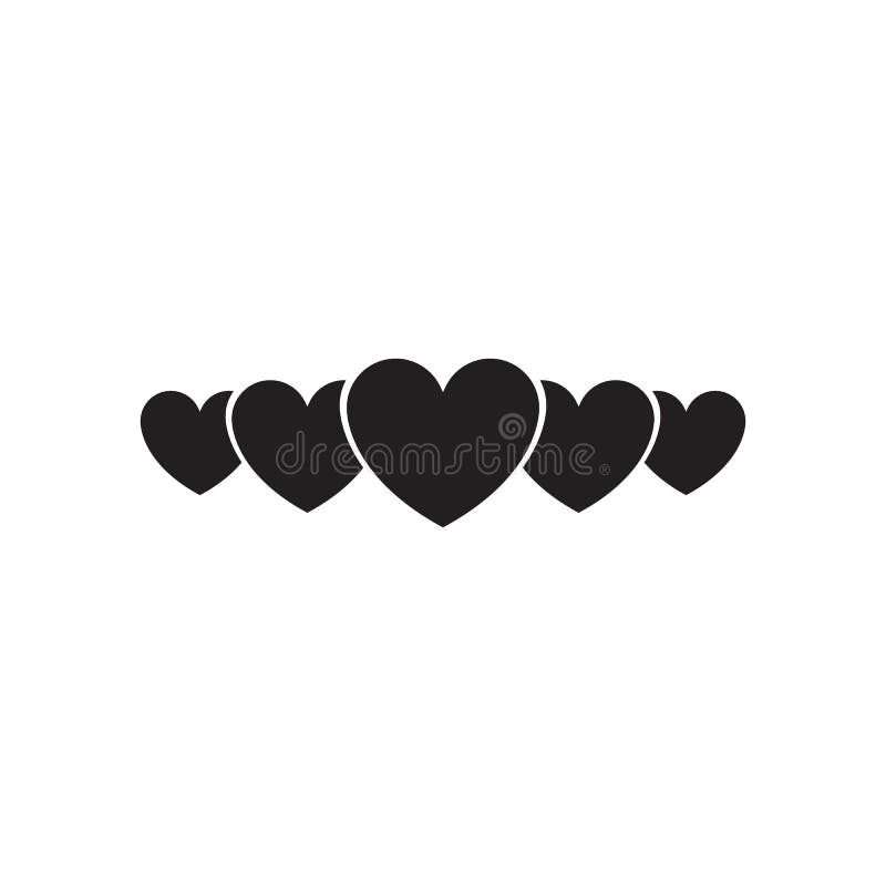 5 Hearts Icon, Rating, Rank Five Hearts, Thin Line Symbol on White ...