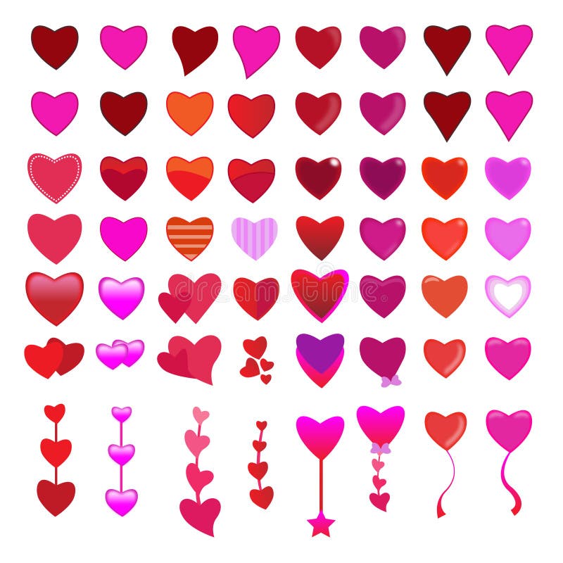 Hearts Icon Set - Illustration Stock Illustration - Illustration of ...