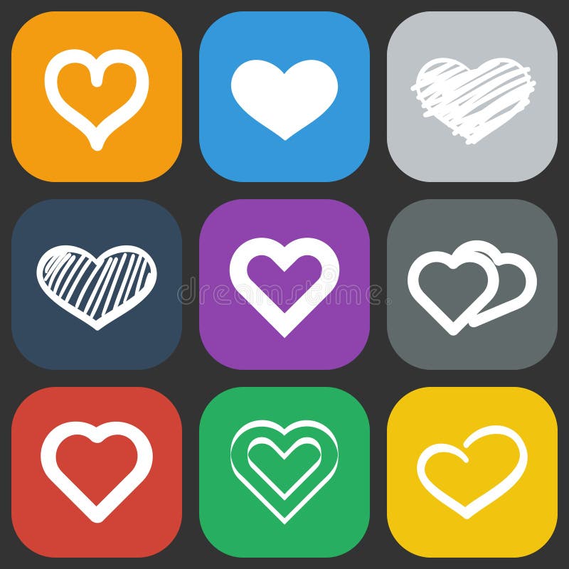 Hearts icons set stock illustration. Illustration of background - 35804348