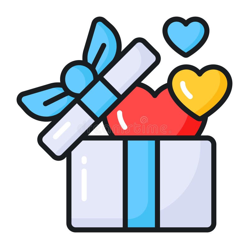 Hearts Inside the Gift Box Symbolizing of Surprise Gift Vector Design ...