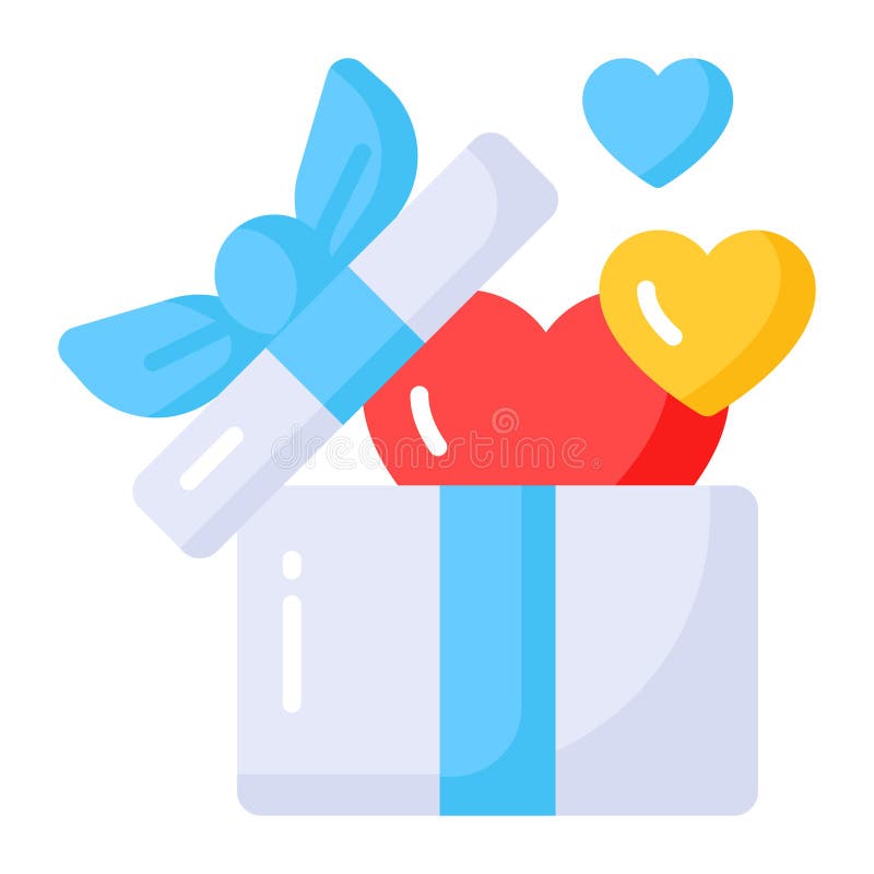 Hearts Inside the Gift Box Symbolizing of Surprise Gift Vector Design ...