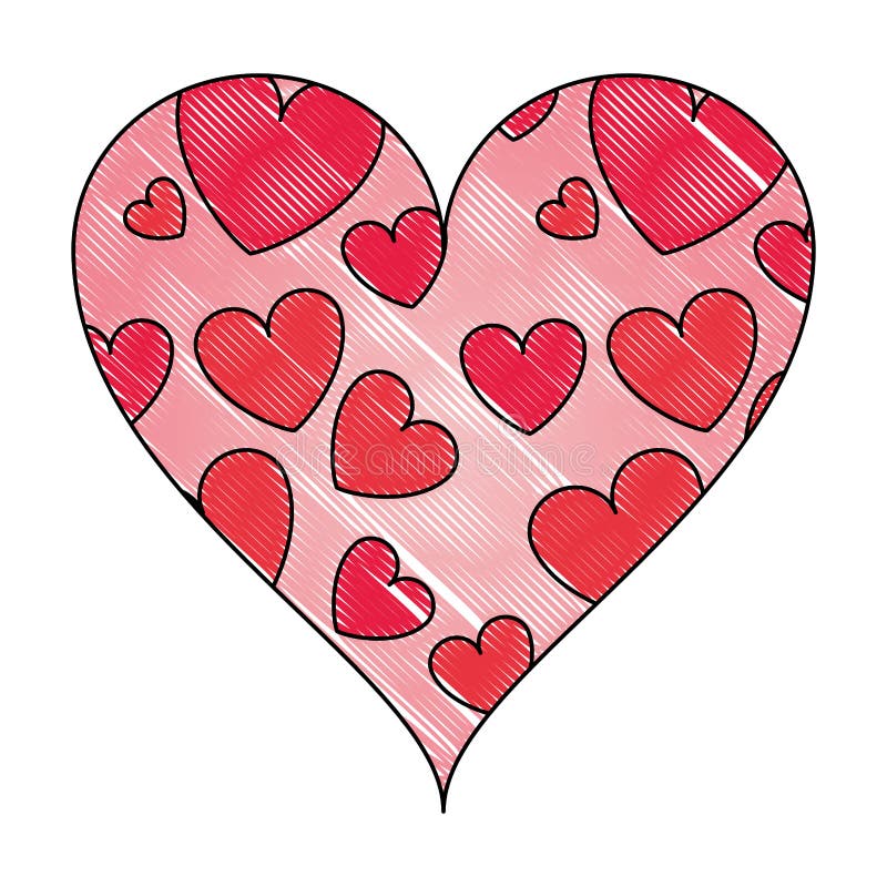 Hearts Inside Heart Frame Scribble Stock Vector - Illustration of love ...
